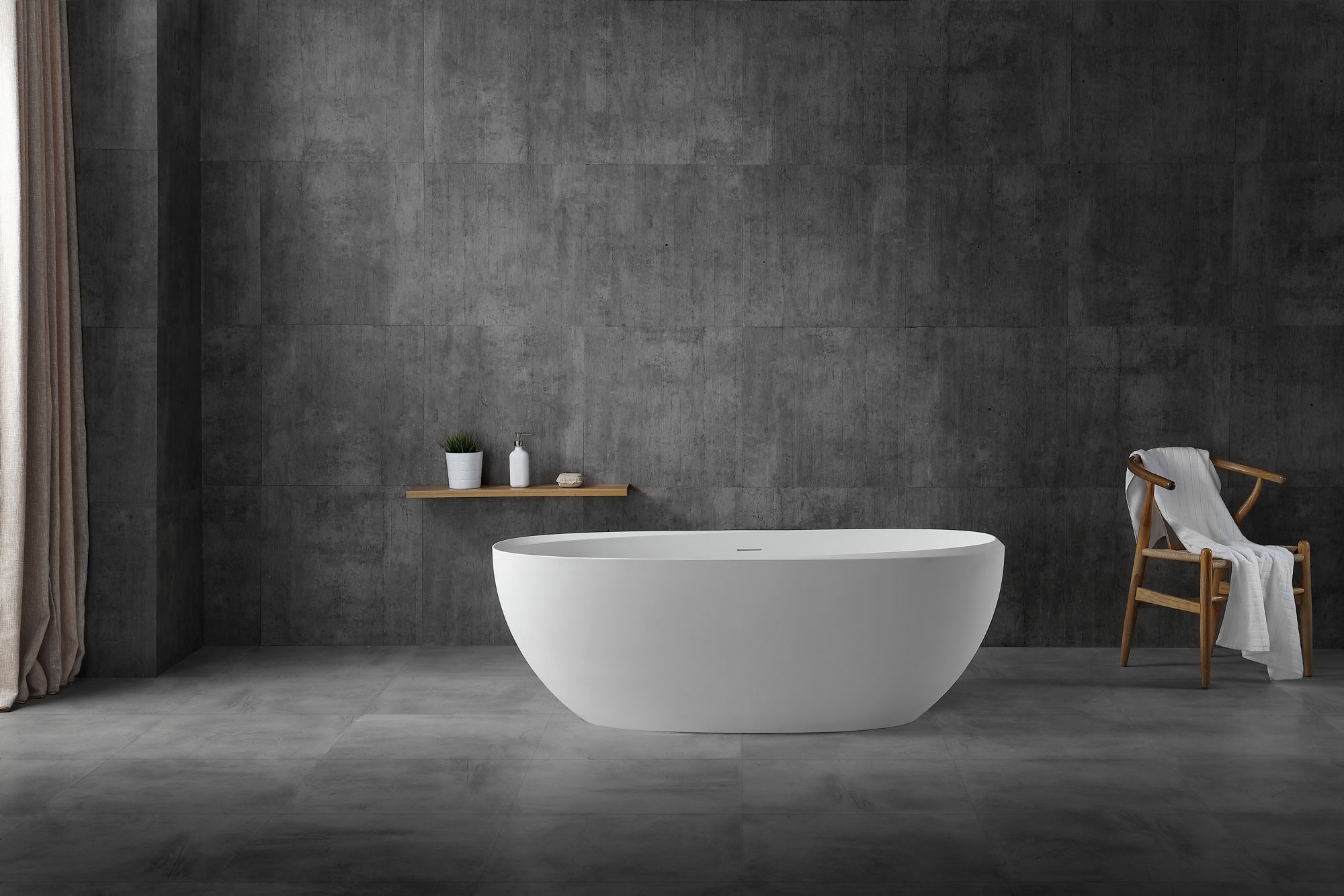 ARUVO™ RUBY Composite Stone Freestanding Bath L1600mm - Toptile Bathrooms