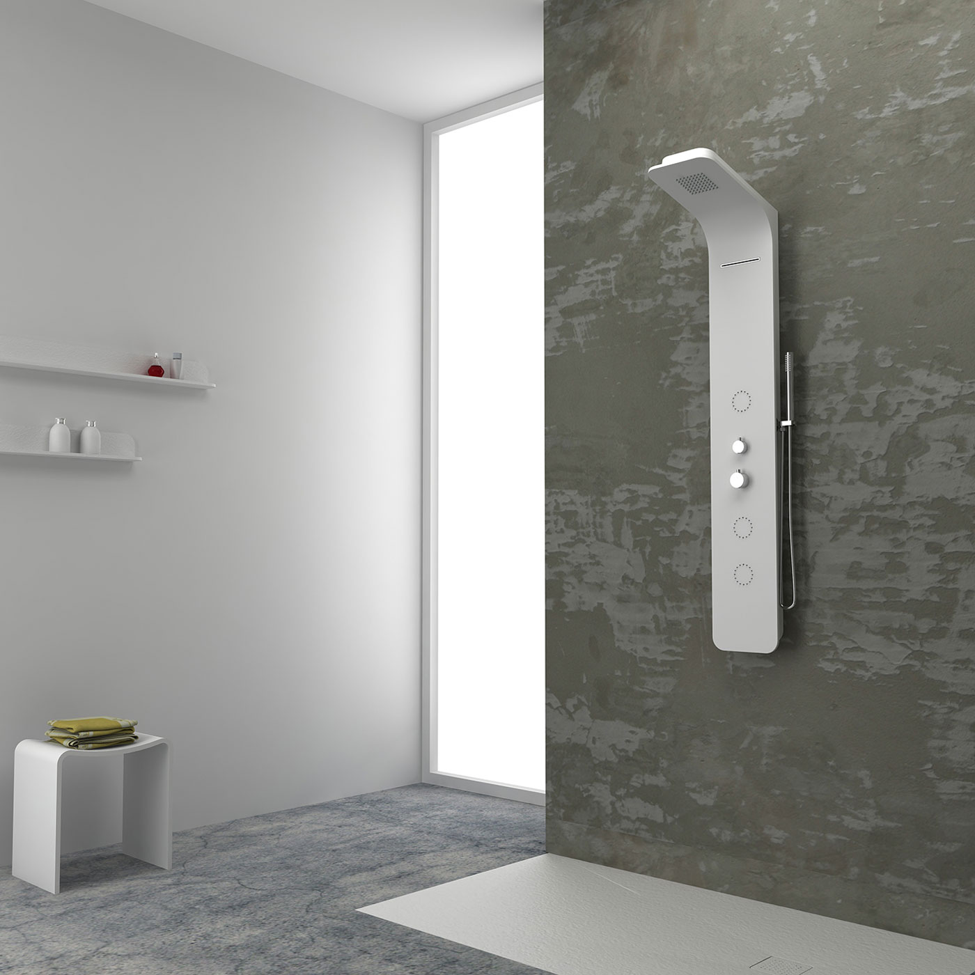 LUXE Composite Stone Shower Unit | Matte White - Toptile Bathrooms