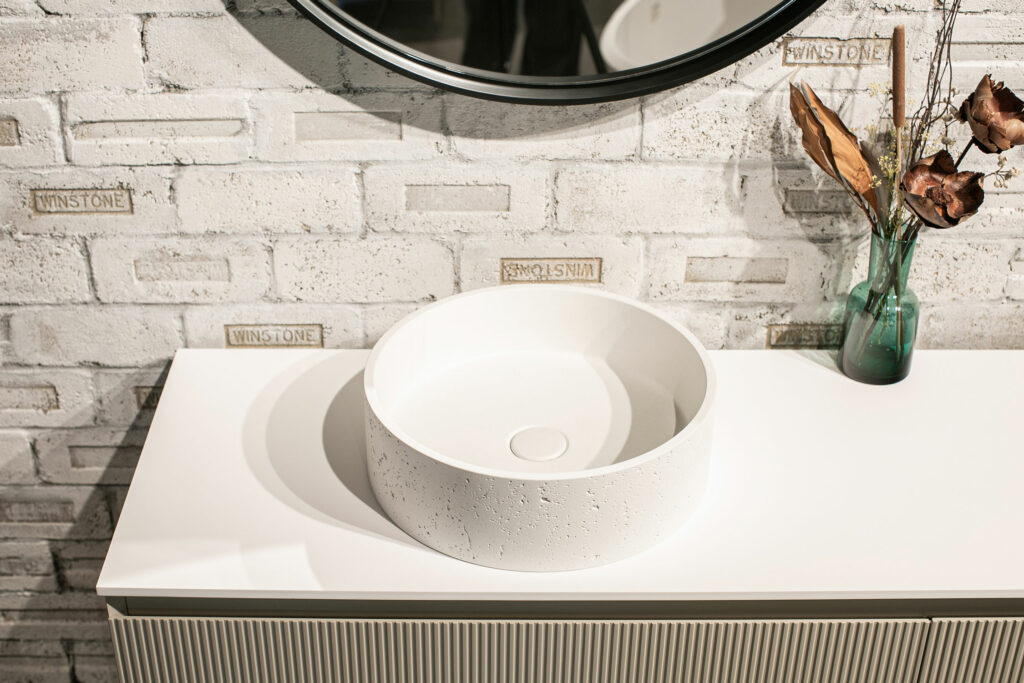ARUVO™ ACOVI Concrete Travertine Countertop Basin | Matte White ...