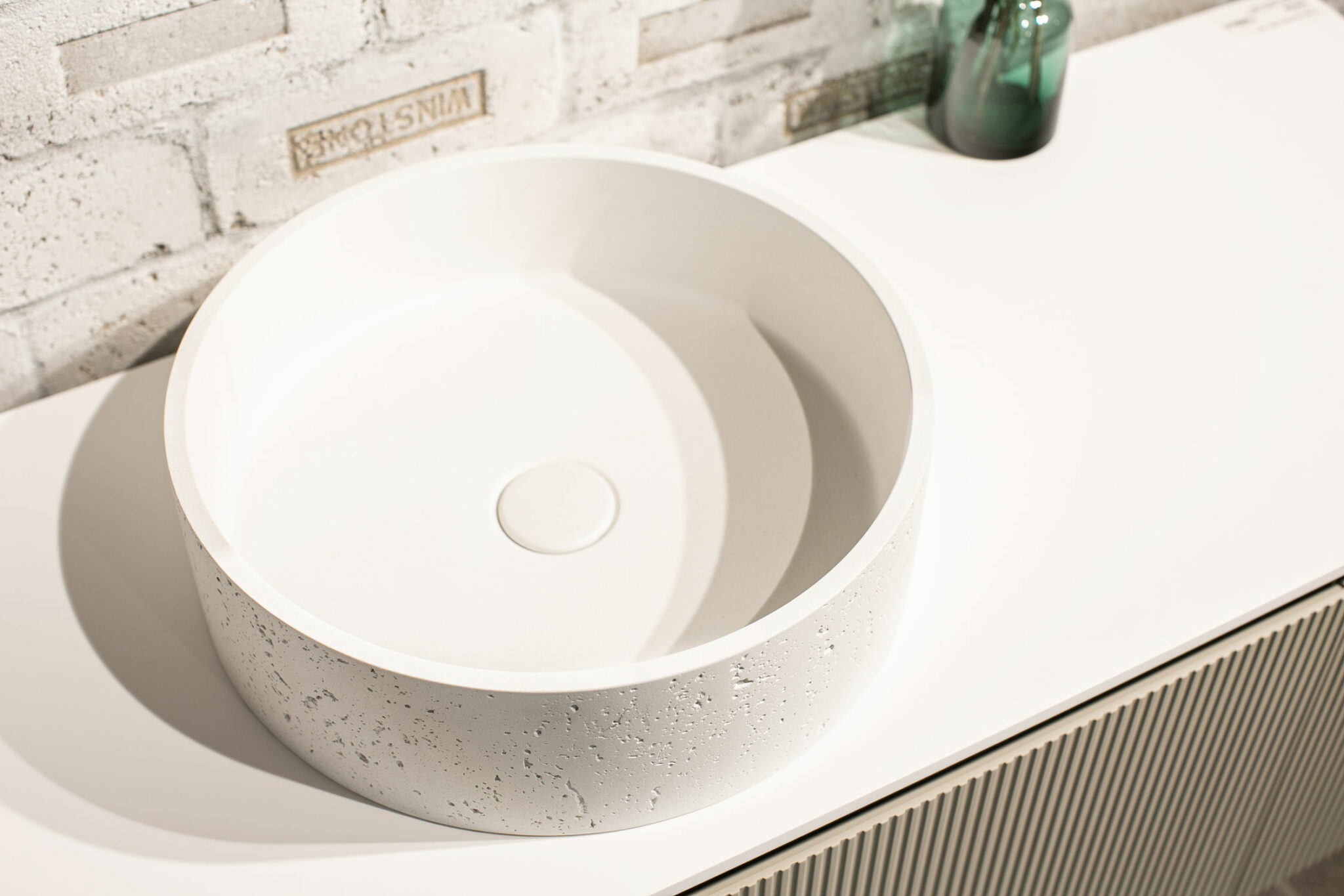 ARUVO™ ACOVI Concrete Travertine Countertop Basin | Matte White ...